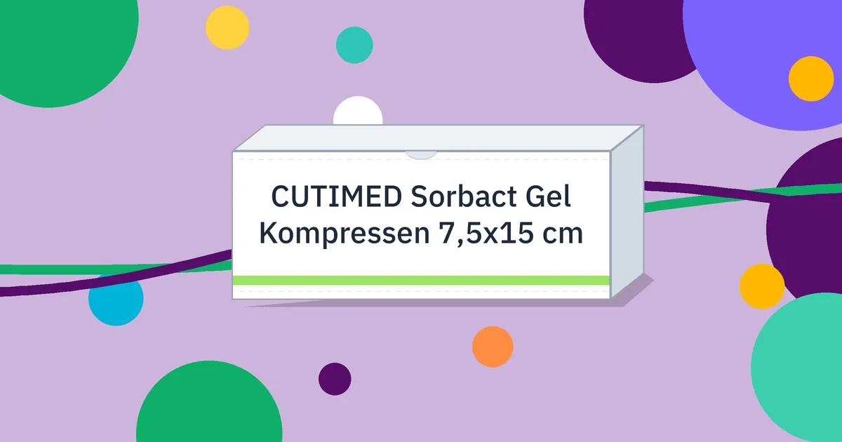 Symbolbild: Packung mit der Aufschrift CUTIMED Sorbact Gel Kompressen 7,5x15 cm (PZN 20848318) – Verfügbarkeit und Bezug in Apotheken in Frankfurt am Main