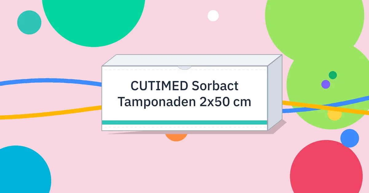 Symbolbild: Packung mit der Aufschrift CUTIMED Sorbact Tamponaden 2x50 cm (PZN 16827925) – Verfügbarkeit und Bezug in Apotheken in Frankfurt am Main