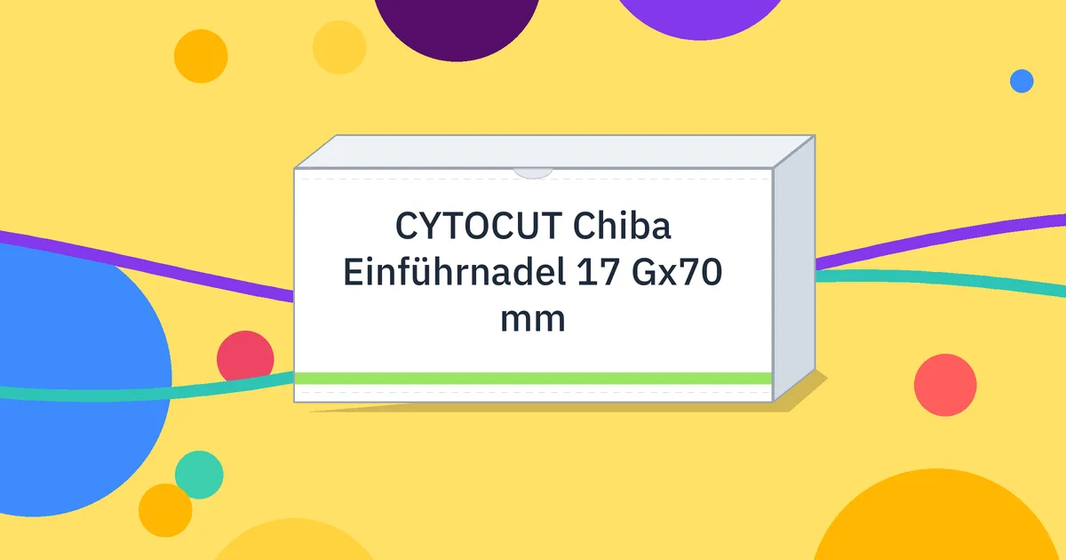 Symbolbild: Packung mit der Aufschrift CYTOCUT Chiba Einführnadel 17 Gx70 mm (PZN 16919030) – Verfügbarkeit und Bezug in Apotheken in Frankfurt am Main