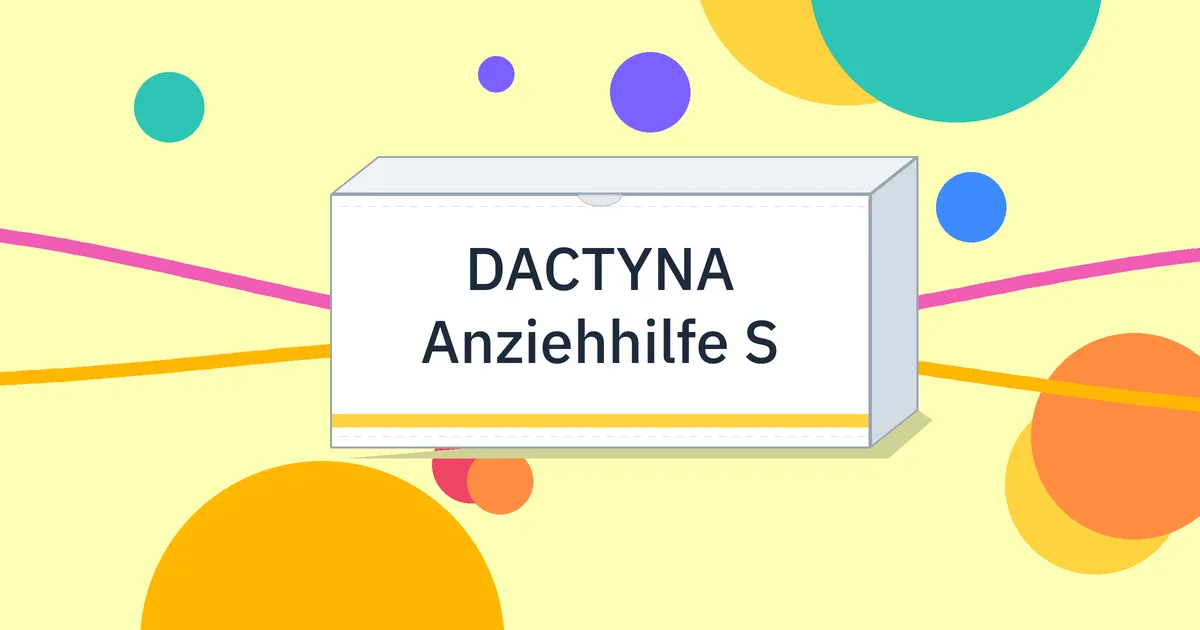 Symbolbild: Packung mit der Aufschrift DACTYNA Anziehhilfe S (PZN 18414096) – Verfügbarkeit und Bezug in Apotheken in Frankfurt am Main