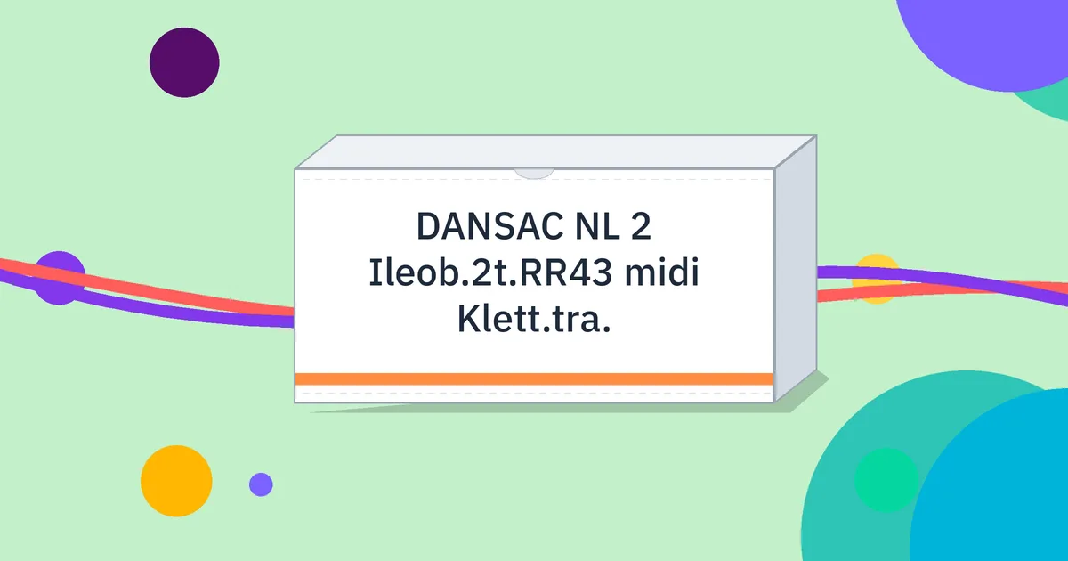 Symbolbild: Packung mit der Aufschrift DANSAC NL 2 Ileob.2t.RR43 midi Klett.tra. (PZN 08843689) – Verfügbarkeit und Bezug in Apotheken in Frankfurt am Main