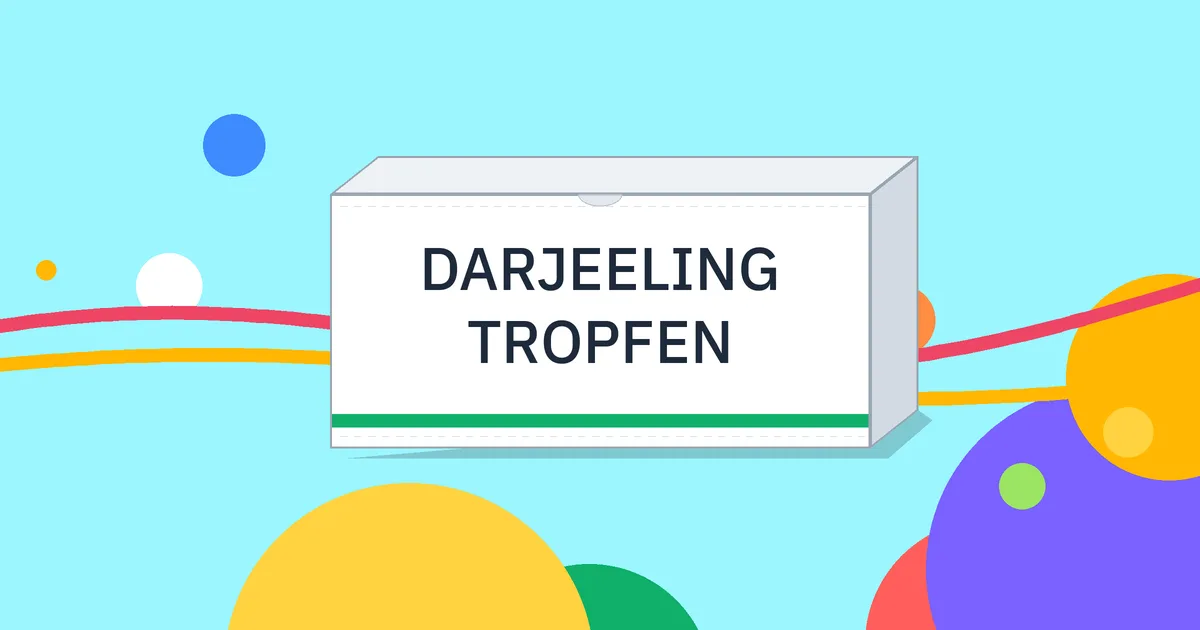 Symbolbild: Packung mit der Aufschrift DARJEELING TROPFEN (PZN 14128531) – Verfügbarkeit und Bezug in Apotheken in Frankfurt am Main