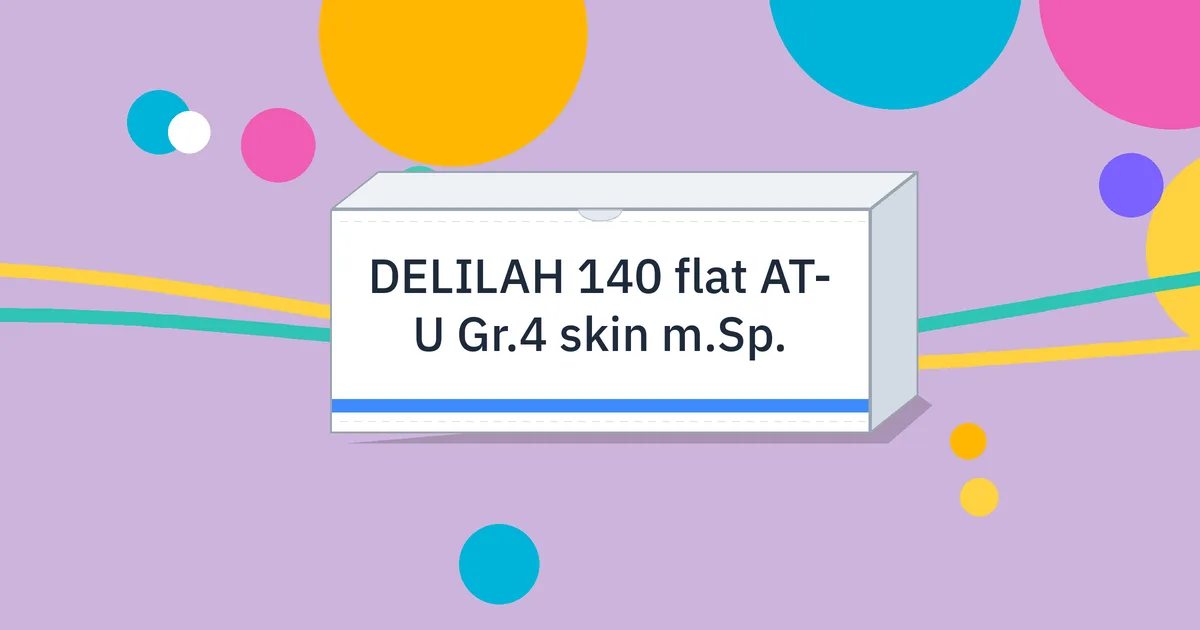 Symbolbild: Packung mit der Aufschrift DELILAH 140 flat AT-U Gr.4 skin m.Sp. (PZN 14248488) – Verfügbarkeit und Bezug in Apotheken in Frankfurt am Main