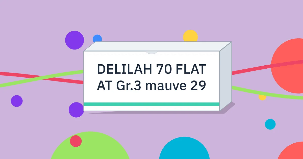 Symbolbild: Packung mit der Aufschrift DELILAH 70 FLAT AT Gr.3 mauve 29 (PZN 13848252) – Verfügbarkeit und Bezug in Apotheken in Frankfurt am Main