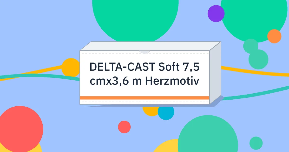 Symbolbild: Packung mit der Aufschrift DELTA-CAST Soft 7,5 cmx3,6 m Herzmotiv (PZN 10055717) – Verfügbarkeit und Bezug in Apotheken in Frankfurt am Main