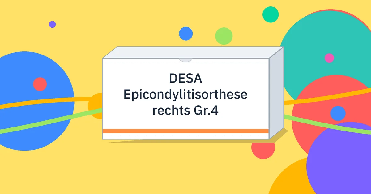 Symbolbild: Packung mit der Aufschrift DESA Epicondylitisorthese rechts Gr.4 (PZN 11098048) – Verfügbarkeit und Bezug in Apotheken in Frankfurt am Main