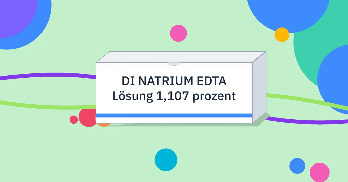 Symbolbild: Packung mit der Aufschrift DI NATRIUM EDTA Lösung 1,107 prozent (PZN 02046035) – Verfügbarkeit und Bezug in Apotheken in Frankfurt am Main