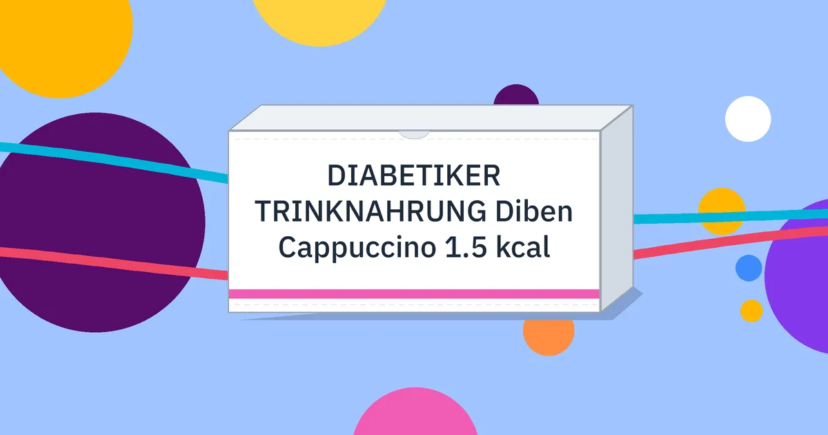 Symbolbild: Packung mit der Aufschrift DIABETIKER TRINKNAHRUNG Diben Cappuccino 1.5 kcal (PZN 15590266) – Verfügbarkeit und Bezug in Apotheken in Frankfurt am Main