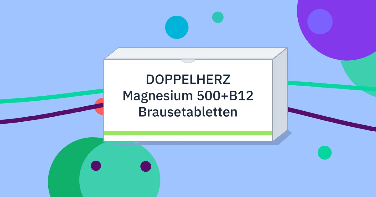 Symbolbild: Packung mit der Aufschrift DOPPELHERZ Magnesium 500+B12 Brausetabletten (PZN 19288535) – Verfügbarkeit und Bezug in Apotheken in Frankfurt am Main