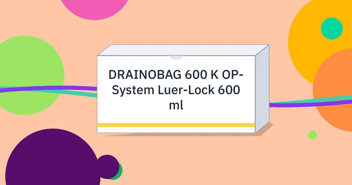 Symbolbild: Packung mit der Aufschrift DRAINOBAG 600 K OP-System Luer-Lock 600 ml (PZN 15632355) – Verfügbarkeit und Bezug in Apotheken in Frankfurt am Main