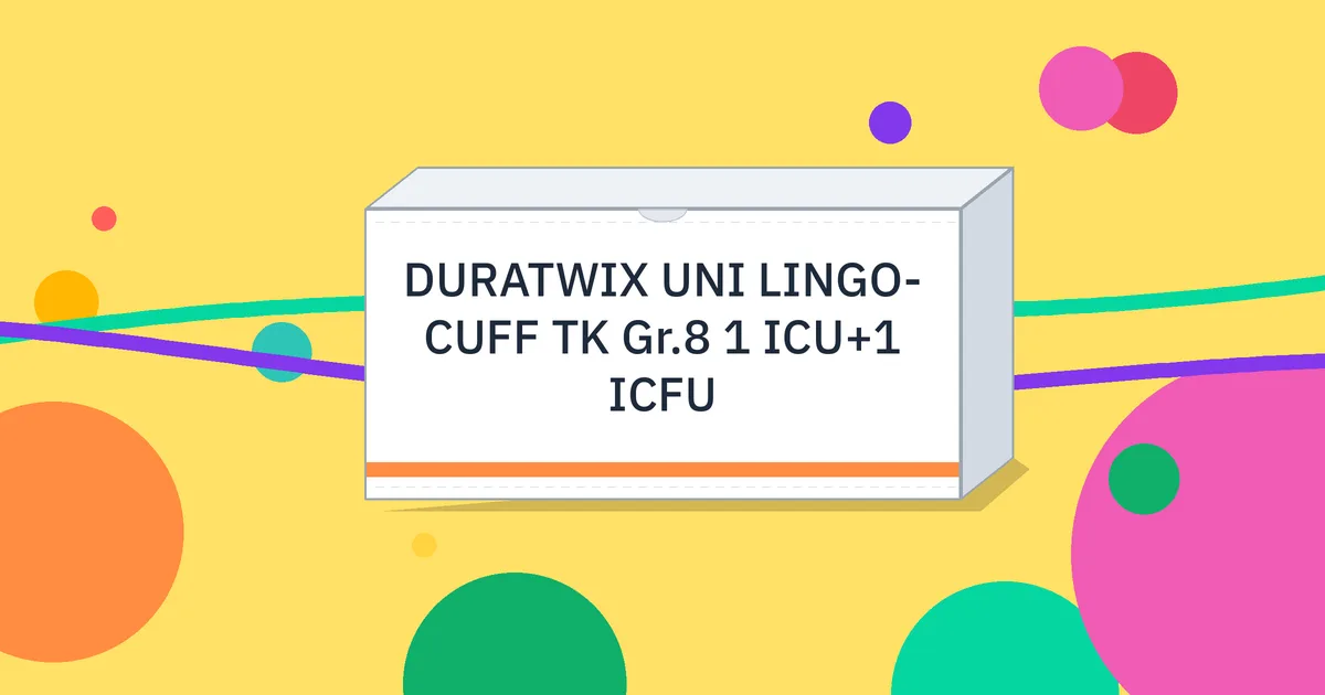 Symbolbild: Packung mit der Aufschrift DURATWIX UNI LINGO-CUFF TK Gr.8 1 ICU+1 ICFU (PZN 13913481) – Verfügbarkeit und Bezug in Apotheken in Frankfurt am Main