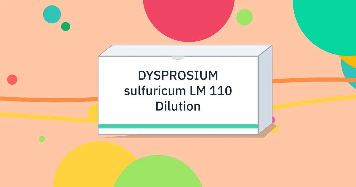 Symbolbild: Packung mit der Aufschrift DYSPROSIUM sulfuricum LM 110 Dilution (PZN 13468259) – Verfügbarkeit und Bezug in Apotheken in Frankfurt am Main