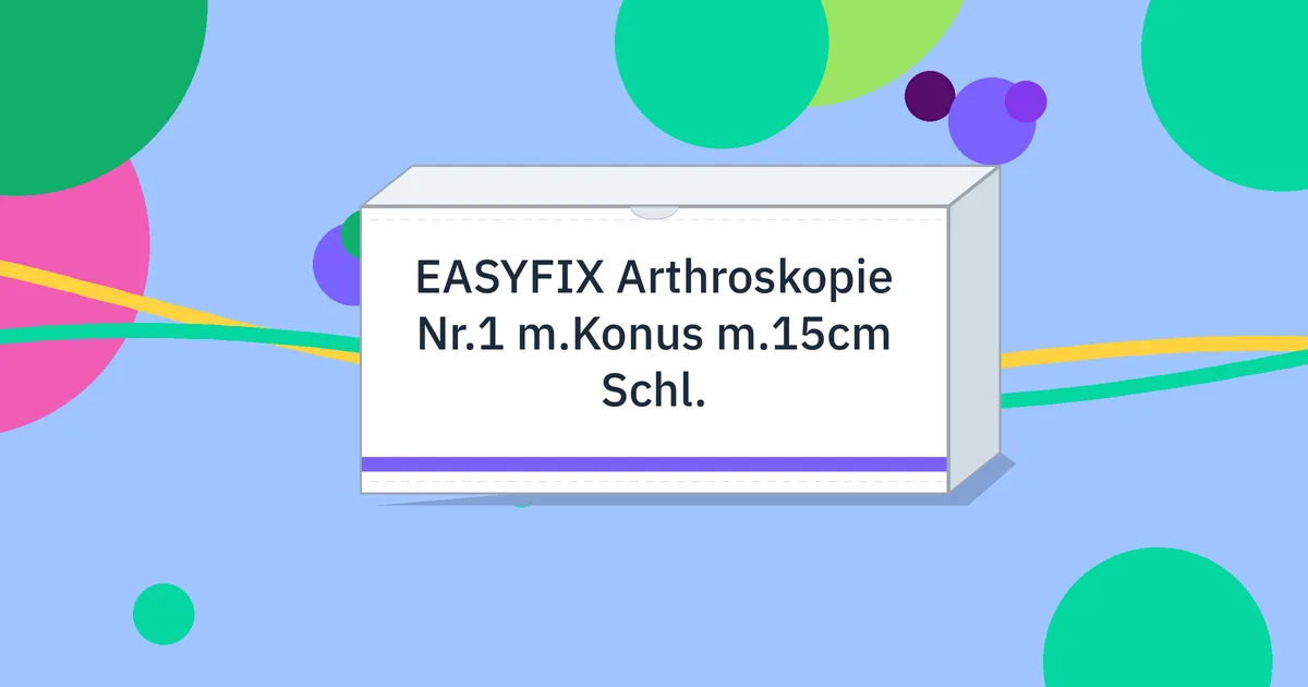 Symbolbild: Packung mit der Aufschrift EASYFIX Arthroskopie Nr.1 m.Konus m.15cm Schl. (PZN 07479661) – Verfügbarkeit und Bezug in Apotheken in Frankfurt am Main