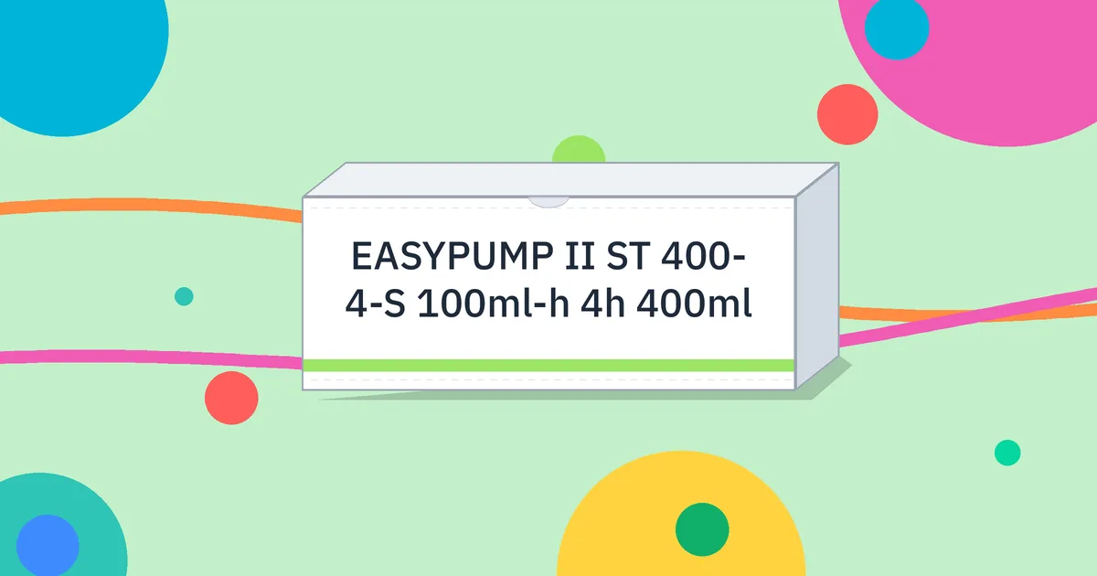 Symbolbild: Packung mit der Aufschrift EASYPUMP II ST 400-4-S 100ml-h 4h 400ml (PZN 09391048) – Verfügbarkeit und Bezug in Apotheken in Frankfurt am Main