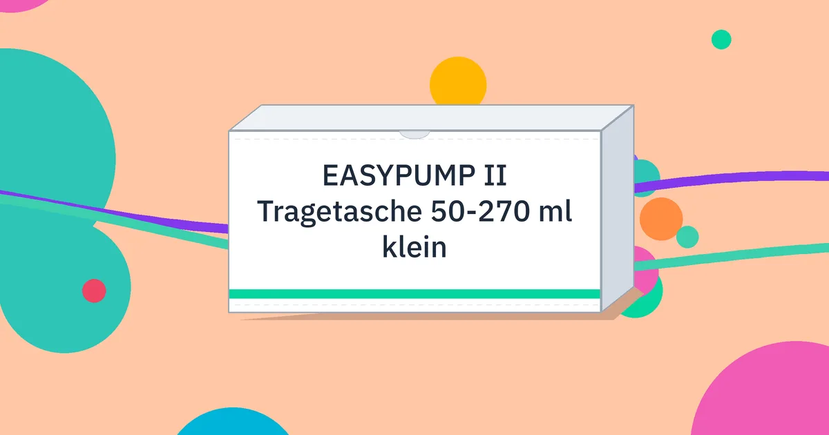 Symbolbild: Packung mit der Aufschrift EASYPUMP II Tragetasche 50-270 ml klein (PZN 10123910) – Verfügbarkeit und Bezug in Apotheken in Frankfurt am Main