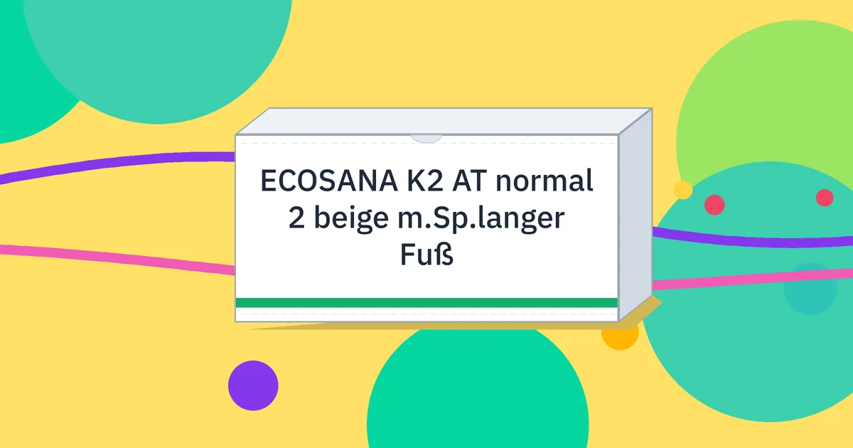 Symbolbild: Packung mit der Aufschrift ECOSANA K2 AT normal 2 beige m.Sp.langer Fuß (PZN 10956165) – Verfügbarkeit und Bezug in Apotheken in Frankfurt am Main