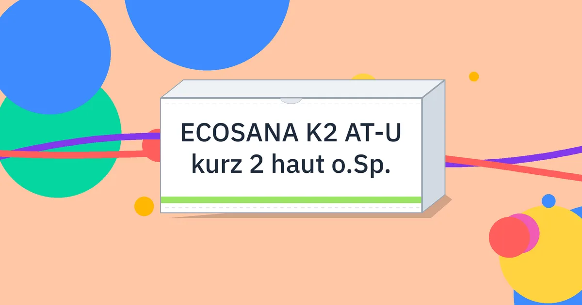 Symbolbild: Packung mit der Aufschrift ECOSANA K2 AT-U kurz 2 haut o.Sp. (PZN 01573784) – Verfügbarkeit und Bezug in Apotheken in Frankfurt am Main