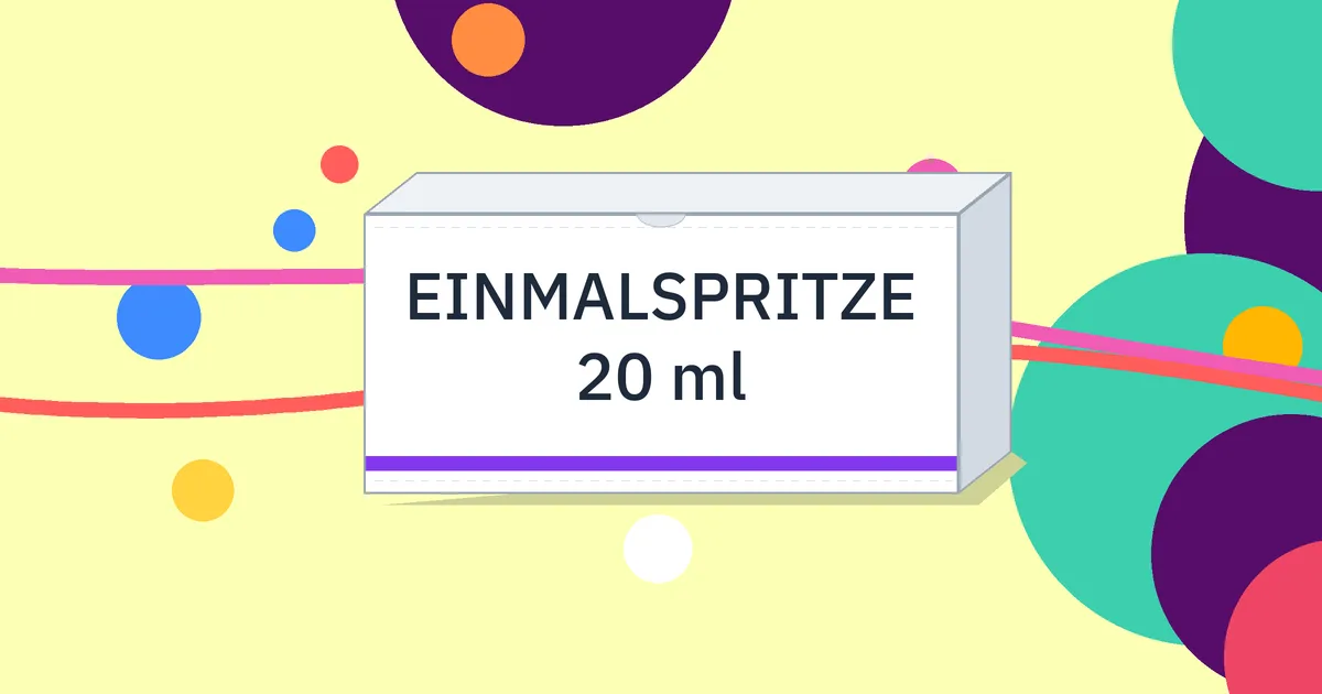 Symbolbild: Packung mit der Aufschrift EINMALSPRITZE 20 ml (PZN 03286132) – Verfügbarkeit und Bezug in Apotheken in Frankfurt am Main
