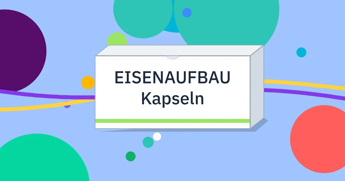 Symbolbild: Packung mit der Aufschrift EISENAUFBAU Kapseln (PZN 10794366) – Verfügbarkeit und Bezug in Apotheken in Frankfurt am Main