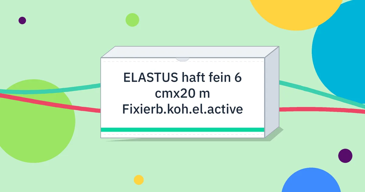 Symbolbild: Packung mit der Aufschrift ELASTUS haft fein 6 cmx20 m Fixierb.koh.el.active (PZN 01668504) – Verfügbarkeit und Bezug in Apotheken in Frankfurt am Main
