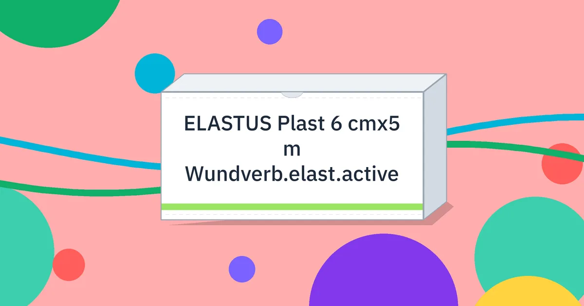 Symbolbild: Packung mit der Aufschrift ELASTUS Plast 6 cmx5 m Wundverb.elast.active (PZN 01312397) – Verfügbarkeit und Bezug in Apotheken in Frankfurt am Main