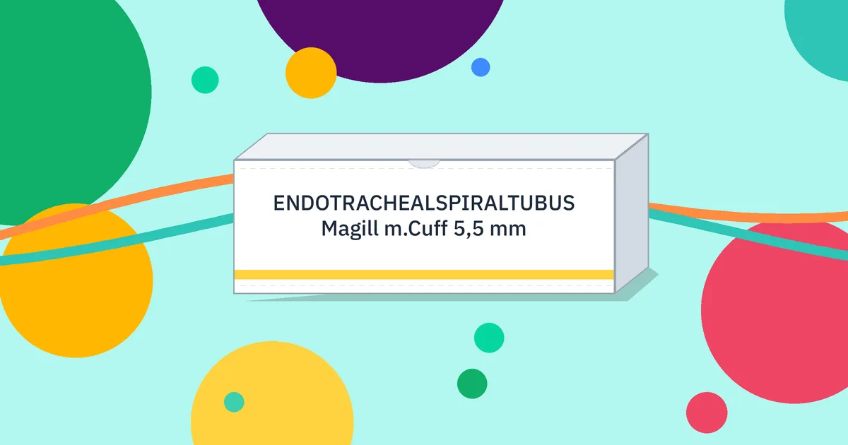 Symbolbild: Packung mit der Aufschrift ENDOTRACHEALSPIRALTUBUS Magill m.Cuff 5,5 mm (PZN 06497243) – Verfügbarkeit und Bezug in Apotheken in Frankfurt am Main