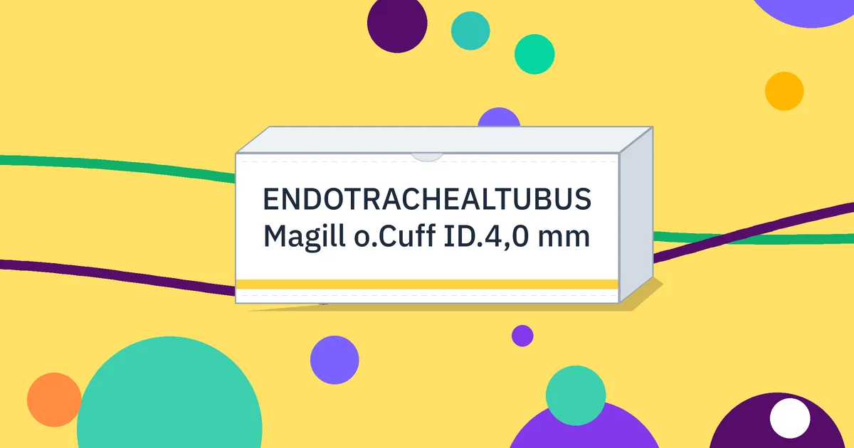 Symbolbild: Packung mit der Aufschrift ENDOTRACHEALTUBUS Magill o.Cuff ID.4,0 mm (PZN 07216803) – Verfügbarkeit und Bezug in Apotheken in Frankfurt am Main