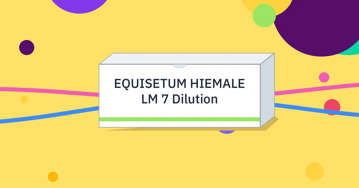 Symbolbild: Packung mit der Aufschrift EQUISETUM HIEMALE LM 7 Dilution (PZN 13473415) – Verfügbarkeit und Bezug in Apotheken in Frankfurt am Main