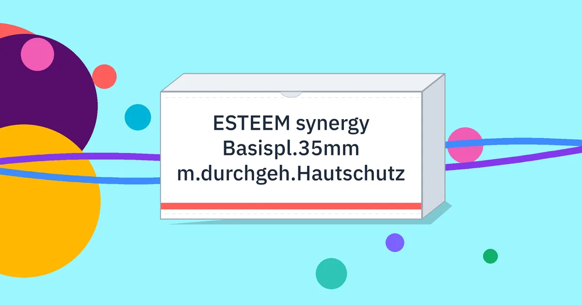 Symbolbild: Packung mit der Aufschrift ESTEEM synergy Basispl.35mm m.durchgeh.Hautschutz (PZN 02197834) – Verfügbarkeit und Bezug in Apotheken in Frankfurt am Main