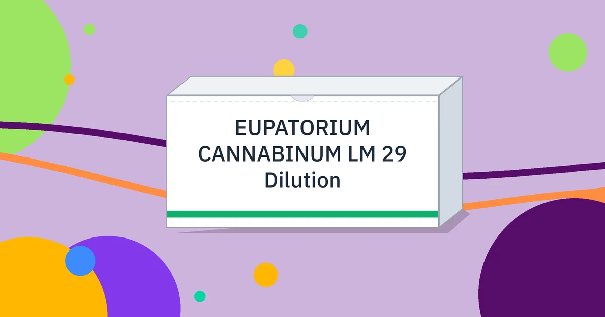 Symbolbild: Packung mit der Aufschrift EUPATORIUM CANNABINUM LM 29 Dilution (PZN 12845978) – Verfügbarkeit und Bezug in Apotheken in Frankfurt am Main