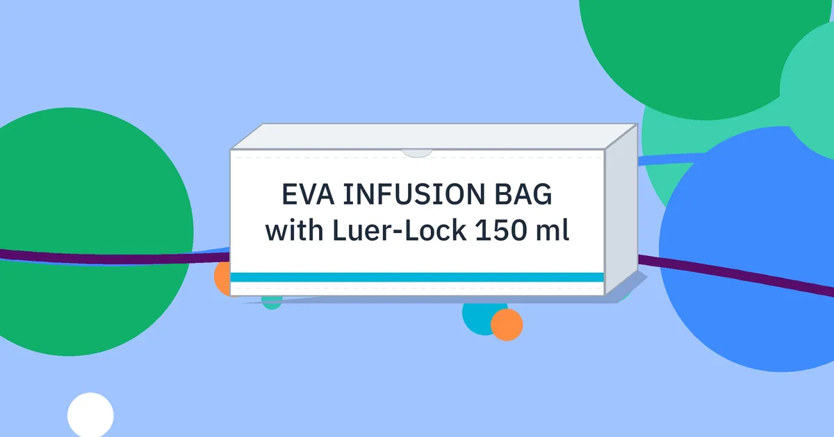 Symbolbild: Packung mit der Aufschrift EVA INFUSION BAG with Luer-Lock 150 ml (PZN 11510224) – Verfügbarkeit und Bezug in Apotheken in Frankfurt am Main