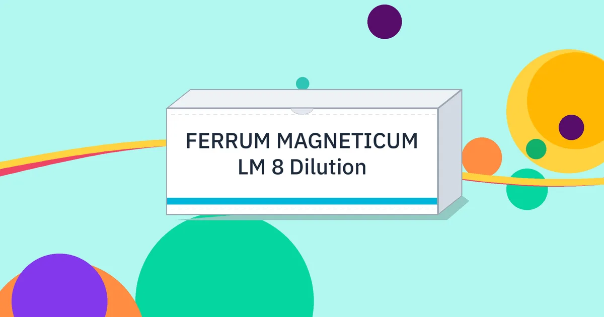 Symbolbild: Packung mit der Aufschrift FERRUM MAGNETICUM LM 8 Dilution (PZN 12849806) – Verfügbarkeit und Bezug in Apotheken in Frankfurt am Main