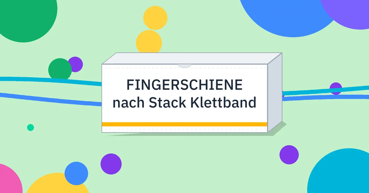 Symbolbild: Packung mit der Aufschrift FINGERSCHIENE nach Stack Klettband (PZN 04848997) – Verfügbarkeit und Bezug in Apotheken in Frankfurt am Main