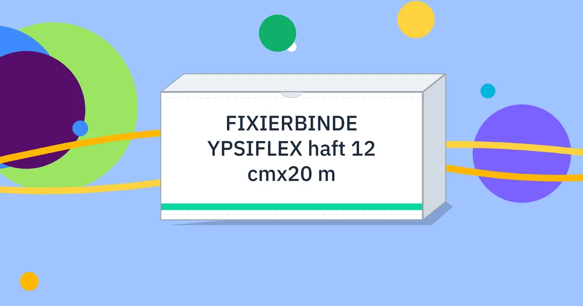 Symbolbild: Packung mit der Aufschrift FIXIERBINDE YPSIFLEX haft 12 cmx20 m (PZN 06321484) – Verfügbarkeit und Bezug in Apotheken in Frankfurt am Main