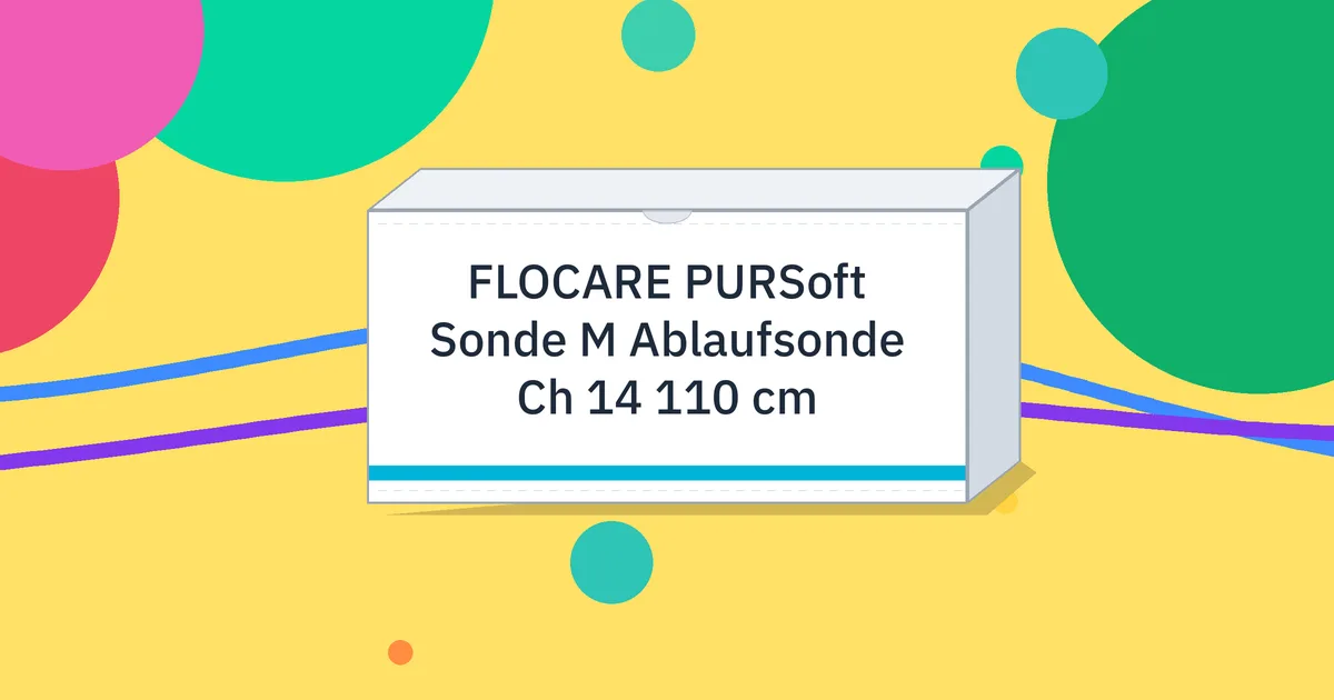 Symbolbild: Packung mit der Aufschrift FLOCARE PURSoft Sonde M Ablaufsonde Ch 14 110 cm (PZN 09782257) – Verfügbarkeit und Bezug in Apotheken in Frankfurt am Main