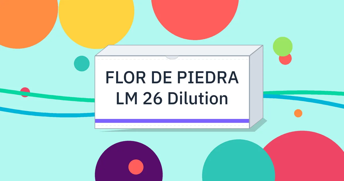 Symbolbild: Packung mit der Aufschrift FLOR DE PIEDRA LM 26 Dilution (PZN 13489445) – Verfügbarkeit und Bezug in Apotheken in Frankfurt am Main