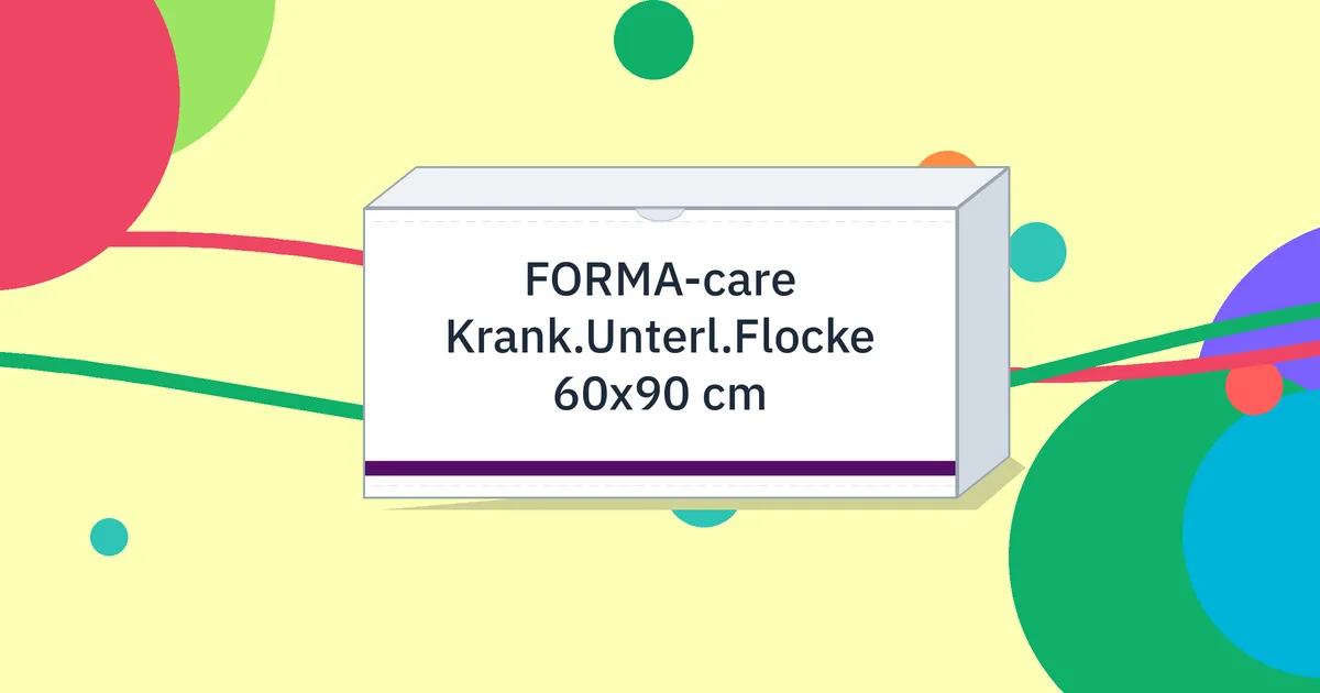 Symbolbild: Packung mit der Aufschrift FORMA-care Krank.Unterl.Flocke 60x90 cm (PZN 10217284) – Verfügbarkeit und Bezug in Apotheken in Frankfurt am Main