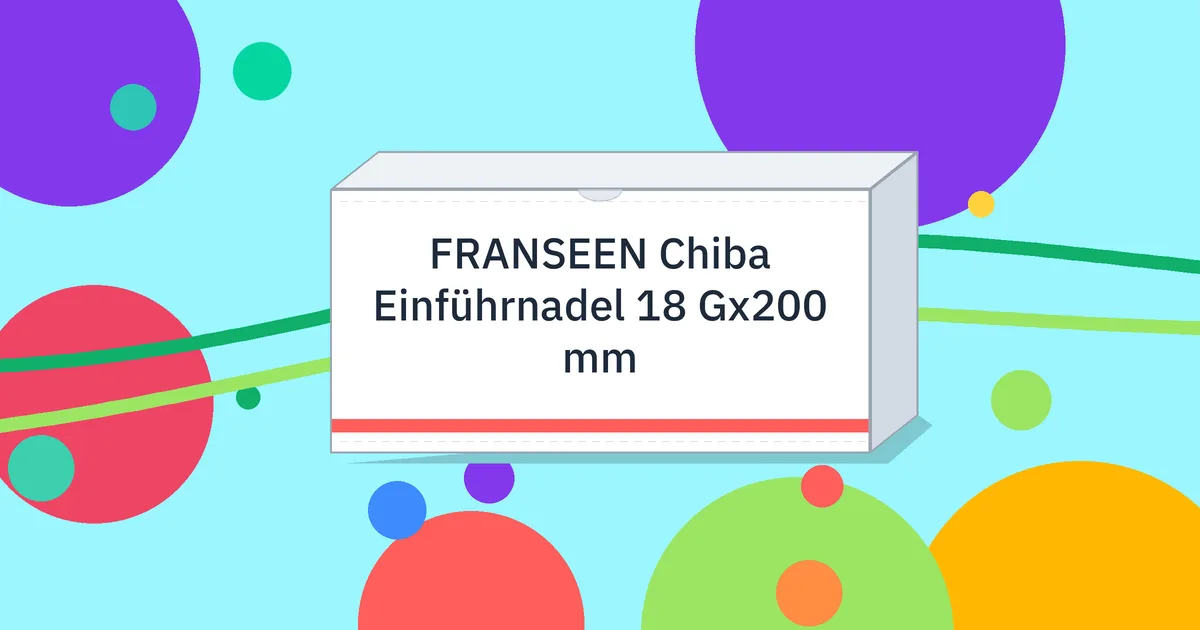 Symbolbild: Packung mit der Aufschrift FRANSEEN Chiba Einführnadel 18 Gx200 mm (PZN 16920317) – Verfügbarkeit und Bezug in Apotheken in Frankfurt am Main