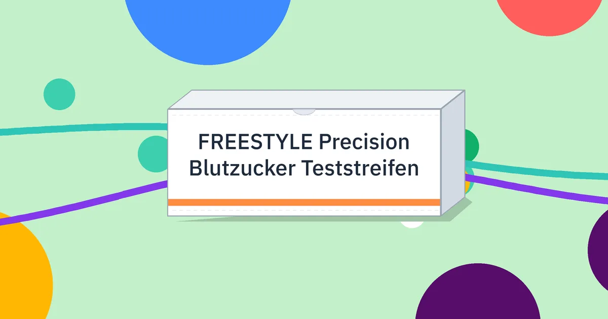 Symbolbild: Packung mit der Aufschrift FREESTYLE Precision Blutzucker Teststreifen (PZN 11168932) – Verfügbarkeit und Bezug in Apotheken in Frankfurt am Main