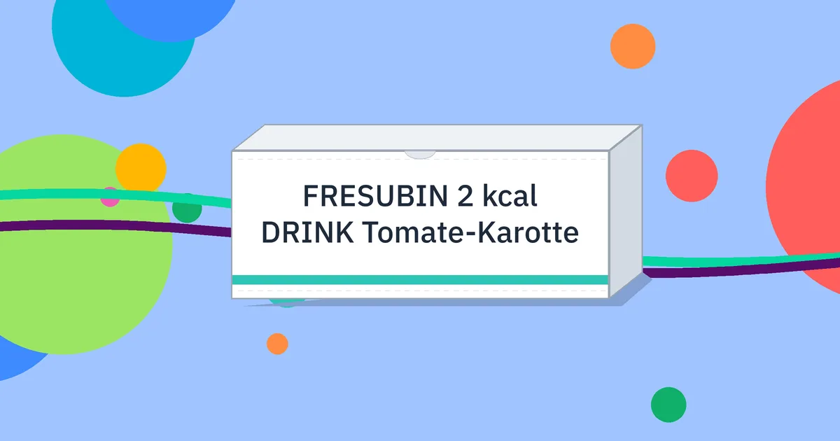 Symbolbild: Packung mit der Aufschrift FRESUBIN 2 kcal DRINK Tomate-Karotte (PZN 14359839) – Verfügbarkeit und Bezug in Apotheken in Frankfurt am Main
