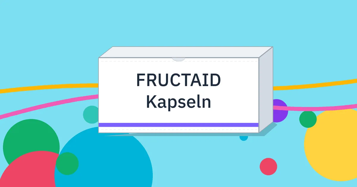 Symbolbild: Packung mit der Aufschrift FRUCTAID Kapseln (PZN 11299640) – Verfügbarkeit und Bezug in Apotheken in Frankfurt am Main