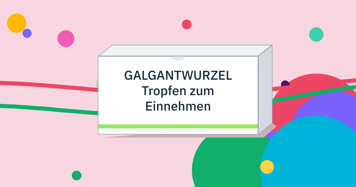 Symbolbild: Packung mit der Aufschrift GALGANTWURZEL Tropfen zum Einnehmen (PZN 11866665) – Verfügbarkeit und Bezug in Apotheken in Frankfurt am Main