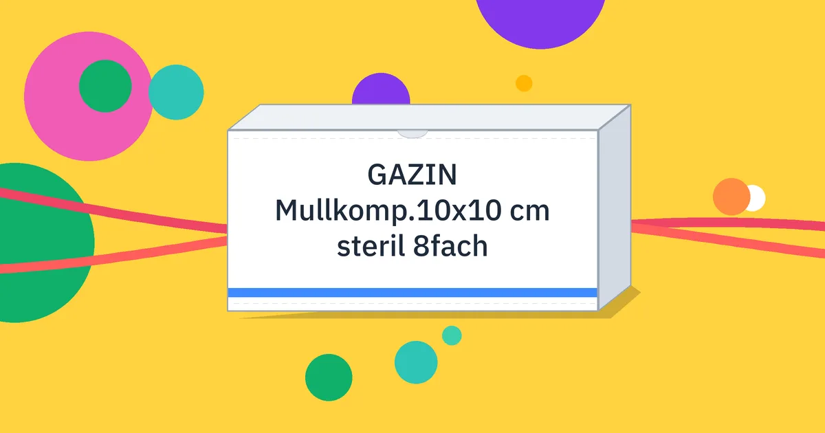 Symbolbild: Packung mit der Aufschrift GAZIN Mullkomp.10x10 cm steril 8fach (PZN 19999207) – Verfügbarkeit und Bezug in Apotheken in Frankfurt am Main