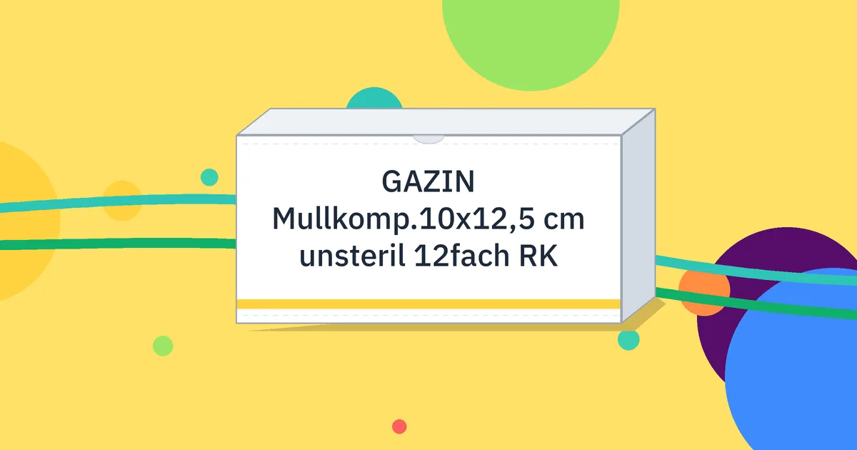 Symbolbild: Packung mit der Aufschrift GAZIN Mullkomp.10x12,5 cm unsteril 12fach RK (PZN 03959536) – Verfügbarkeit und Bezug in Apotheken in Frankfurt am Main