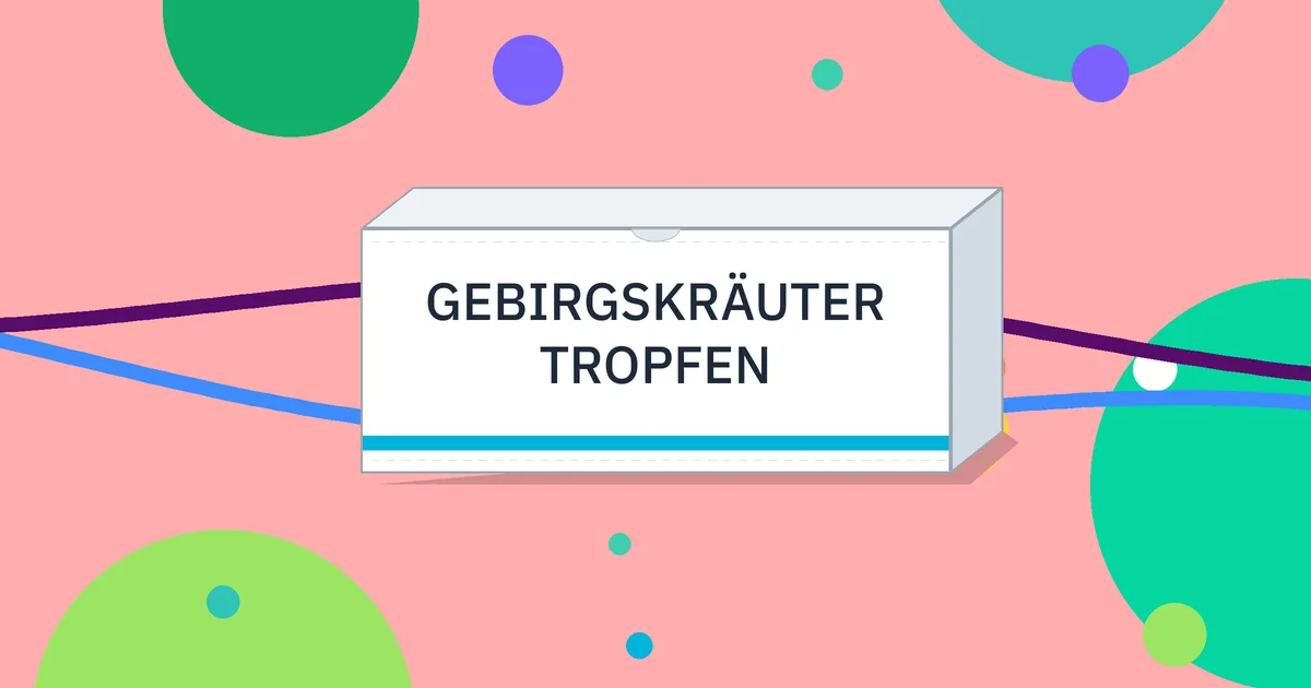 Symbolbild: Packung mit der Aufschrift GEBIRGSKRÄUTER TROPFEN (PZN 15295283) – Verfügbarkeit und Bezug in Apotheken in Frankfurt am Main