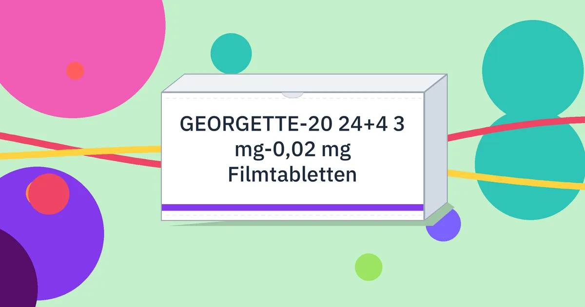 Symbolbild: Packung mit der Aufschrift GEORGETTE-20 24+4 3 mg-0,02 mg Filmtabletten (PZN 11323798) – Verfügbarkeit und Bezug in Apotheken in Frankfurt am Main