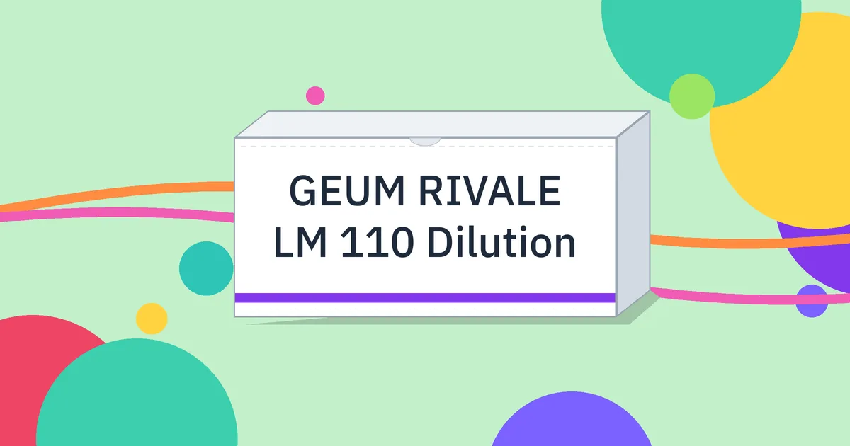 Symbolbild: Packung mit der Aufschrift GEUM RIVALE LM 110 Dilution (PZN 13543110) – Verfügbarkeit und Bezug in Apotheken in Frankfurt am Main