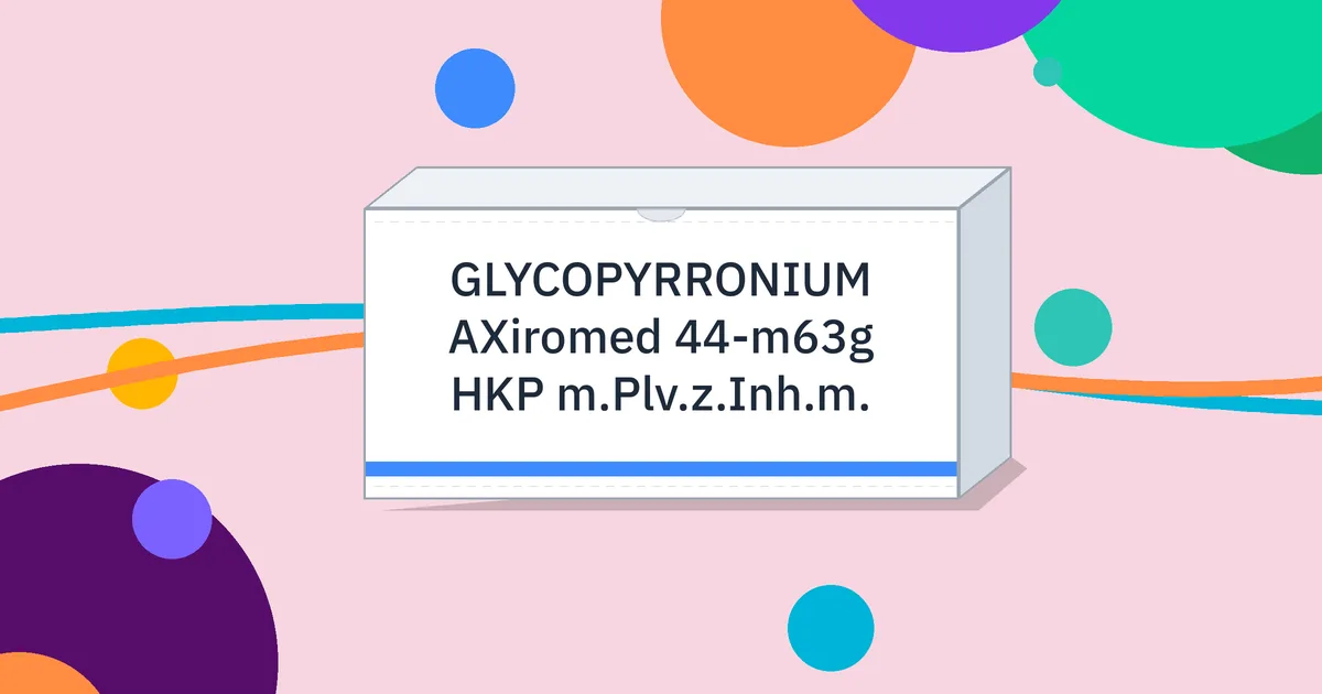 Symbolbild: Packung mit der Aufschrift GLYCOPYRRONIUM AXiromed 44-m63g HKP m.Plv.z.Inh.m. (PZN 20005821) – Verfügbarkeit und Bezug in Apotheken in Frankfurt am Main