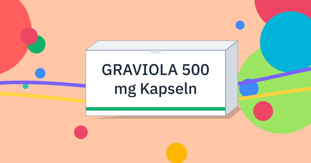 Symbolbild: Packung mit der Aufschrift GRAVIOLA 500 mg Kapseln (PZN 14278265) – Verfügbarkeit und Bezug in Apotheken in Frankfurt am Main