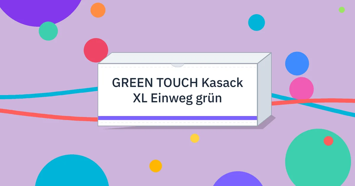 Symbolbild: Packung mit der Aufschrift GREEN TOUCH Kasack XL Einweg grün (PZN 04702650) – Verfügbarkeit und Bezug in Apotheken in Frankfurt am Main